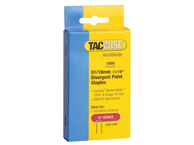Tacwise Narrow Crown Staples 18mm Pack 1000 | Netherwood Tools