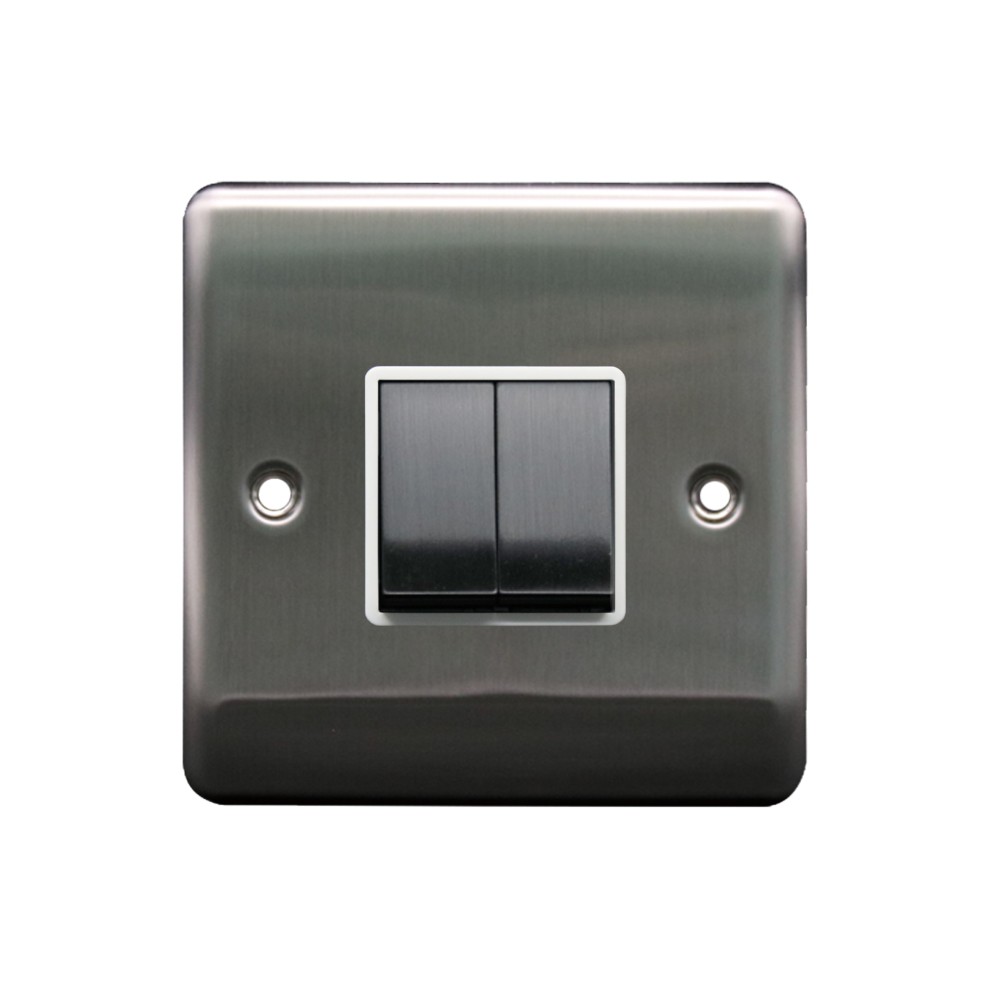 2G 2-Way Light Switch Brushed Chrome | Netherwood Tools
